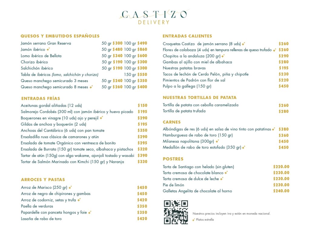 Menú Castizo delivery – Castizo